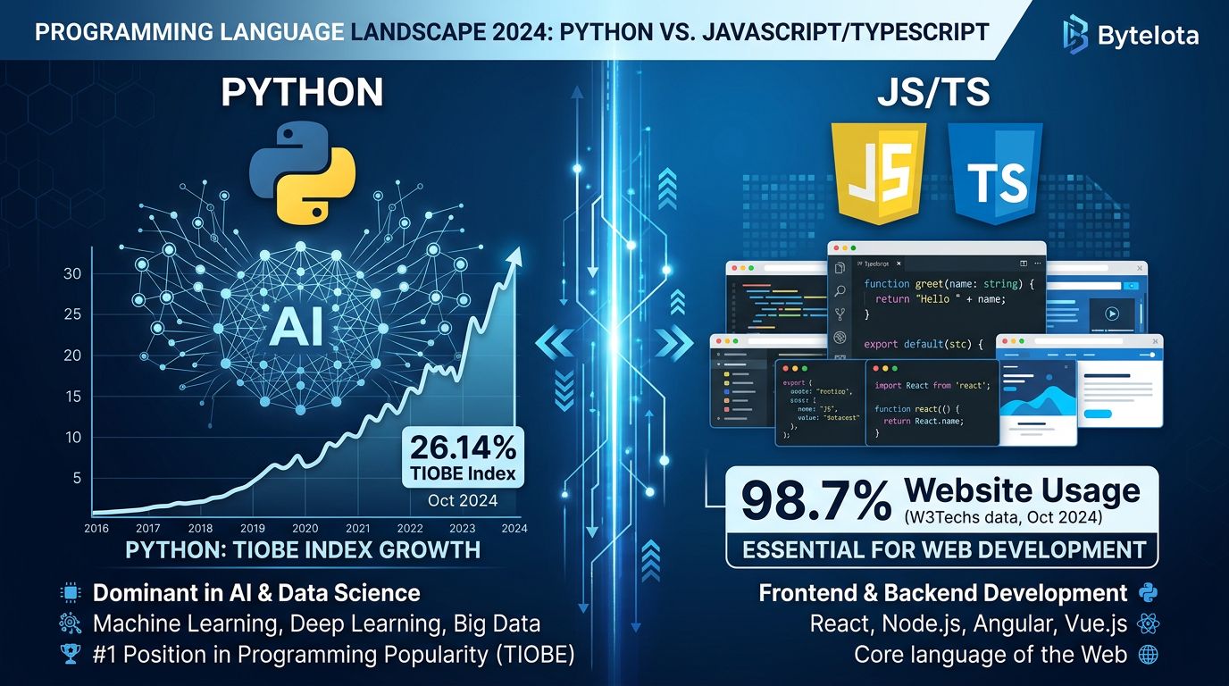 Python Overtakes JavaScript: 26% TIOBE Index Historic High | byteiota