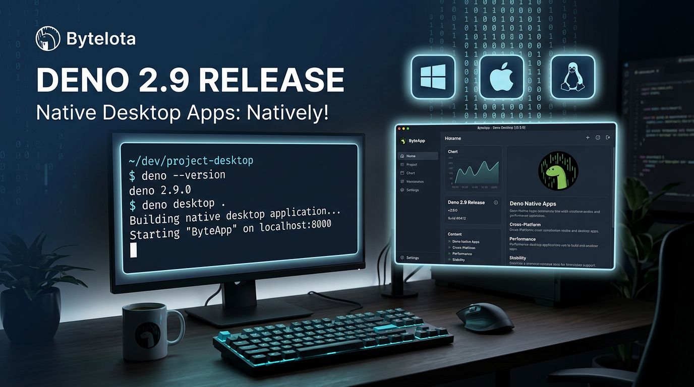 Deno 2.9: deno desktop Ships, Cold Startup Hits 17ms | byteiota